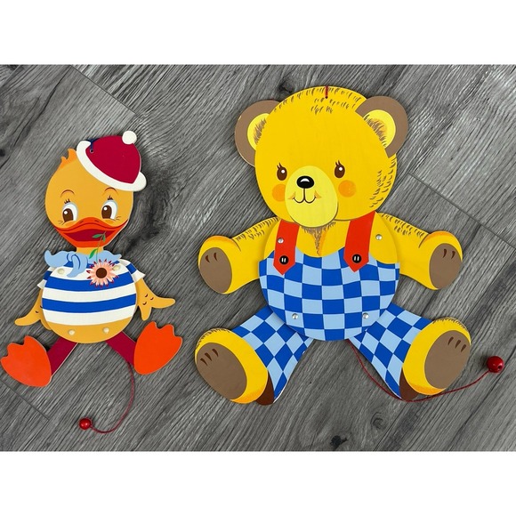 Toys | Vintage Alfred Mertens Wood 1979 Jumping Jack Teddy 1967 Quack ...